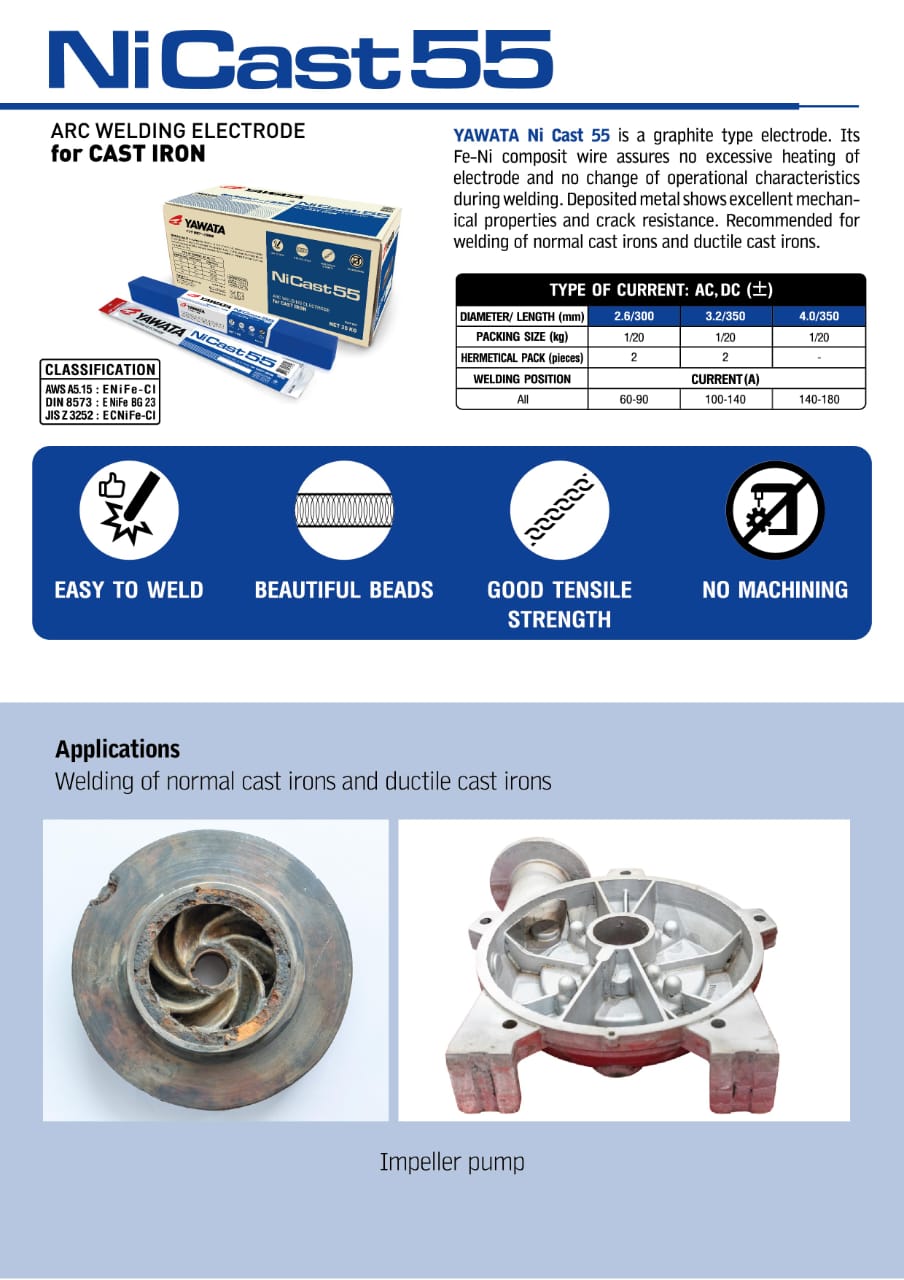YAWATA CAST IRON WELDING ELECTRODE NI55
